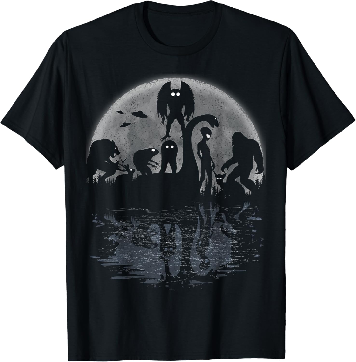 Amazon.com: Bigfoot Loch Ness Monster Mothman And Aliens Funny Cryptid T-Shirt : Clothing, Shoes ...